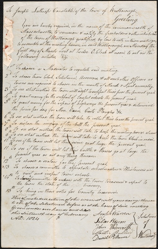 Town Meetings, 1824 - Digital Commonwealth