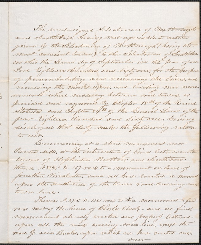 Perambulations of Town Boundary, 1861-1871 - Digital Commonwealth