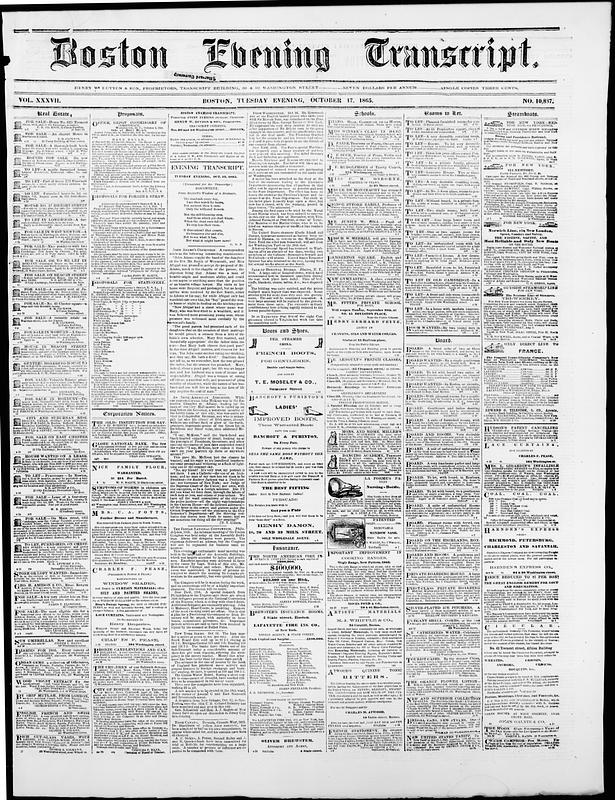 Boston Evening Transcript. October 17, 1865 - Digital Commonwealth