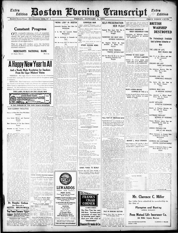Boston Evening Transcript. January 01, 1915 - Digital Commonwealth