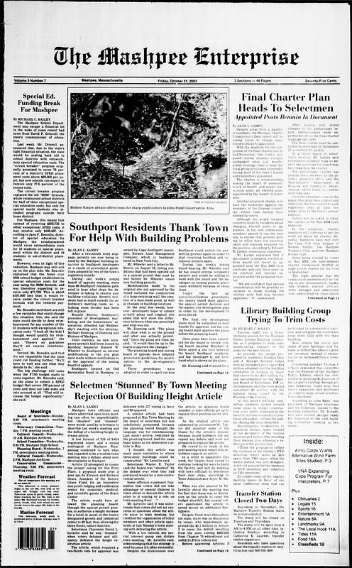 The Mashpee Enterprise. October 31, 2003 - Digital Commonwealth