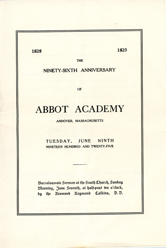 Ninety-sixth anniversary of Abbot Academy program, Sarah (Sallie) M ...