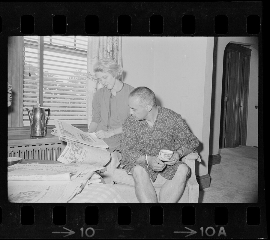 Francis X. Bellotti and his wife Margarita reading the papers the ...