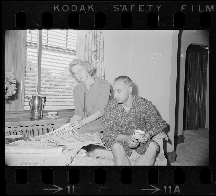 Francis X. Bellotti and his wife Margarita reading the papers the ...