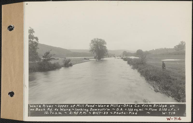 Ware River, upper end of mill pond, Ware Mills Otis Co. from bridge on ...
