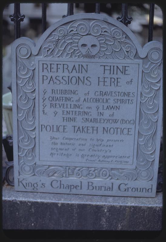 King's Chapel Burial Ground sign - Digital Commonwealth