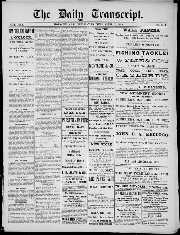 The Daily Transcript. April 16, 1889 - Digital Commonwealth