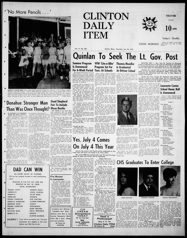 Clinton Daily Item. June 20, 1970 - Digital Commonwealth