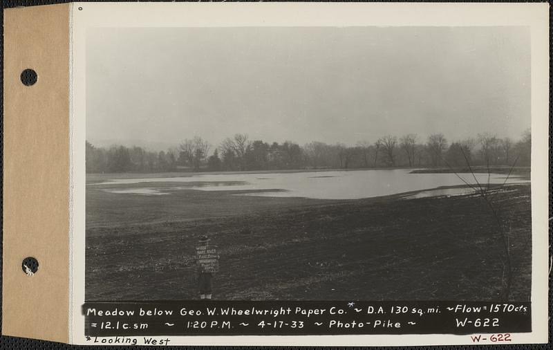 Meadow below George W. Wheelwright Paper Co. looking west, drainage ...
