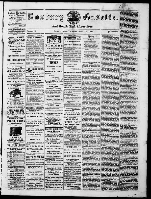 Roxbury Gazette and South End Advertiser, November 07, 1867 - Digital ...