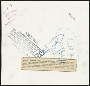 Wilmer (Vinegar Bend) Mizell of the St. Louis Cardinals is the happy ...