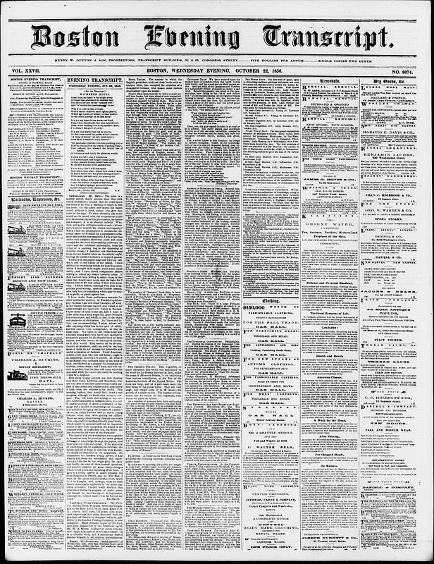 Boston Evening Transcript. October 22, 1856 - Digital Commonwealth