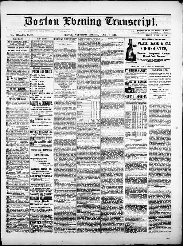 Boston Evening Transcript. June 18, 1879 - Digital Commonwealth