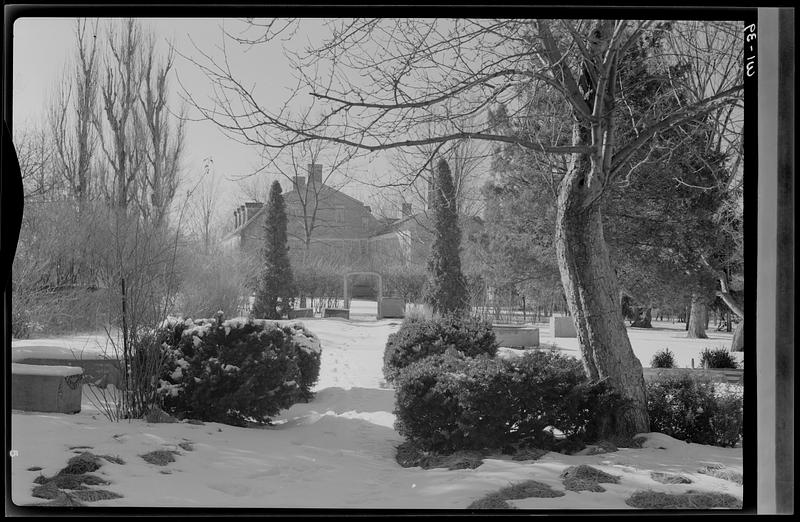 Spot in the garden in winter, Wayside Inn, Sudbury - Digital Commonwealth