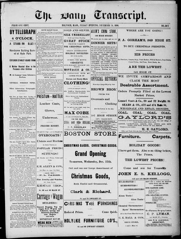 The Daily Transcript. December 14, 1888 - Digital Commonwealth