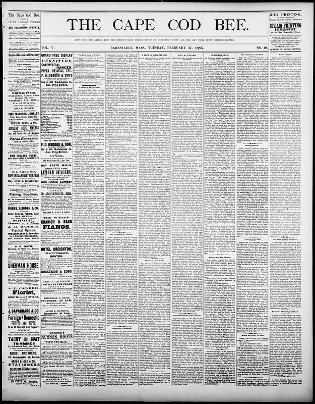 The Cape Cod Bee. February 17, 1885 - Digital Commonwealth