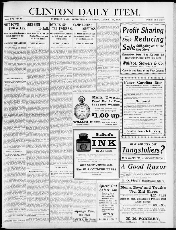 Clinton Daily Item. August 19, 1908 - Digital Commonwealth