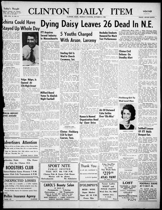 Clinton Daily Item. October 08, 1962 - Digital Commonwealth