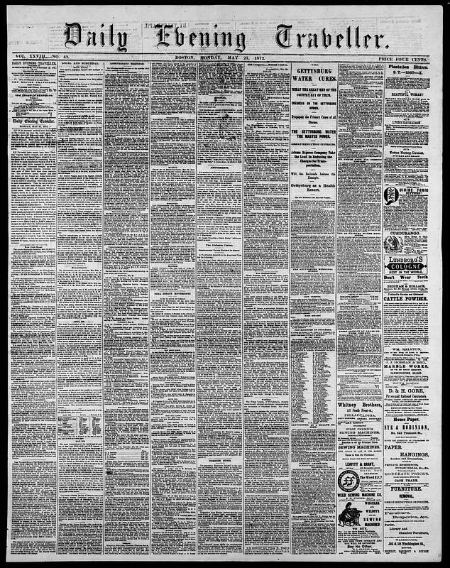 Daily Evening Traveller. May 27, 1872 - Digital Commonwealth