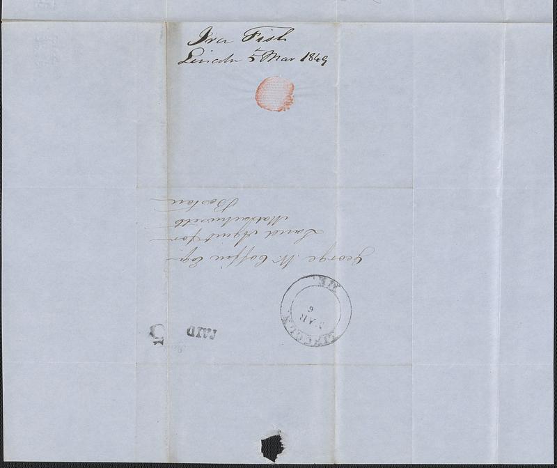 Ira Fish to George Coffin, 5 March 1849 - Digital Commonwealth