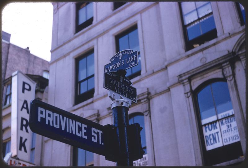 Street sign at Province St. and Governor's Alley, Boston - Digital ...