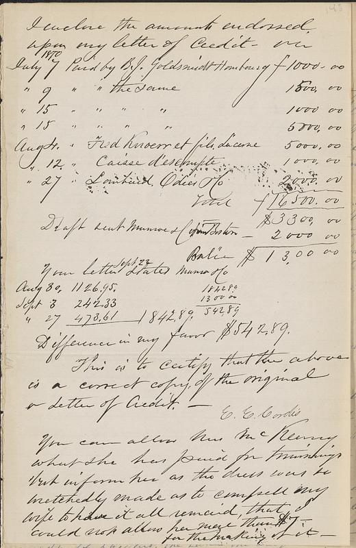 Letter from Thomas F. Cordis to John D. Long, 1870 - Digital Commonwealth