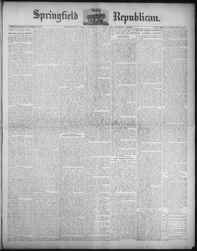 Springfield Weekly Republican. June 27, 1912 - Digital Commonwealth
