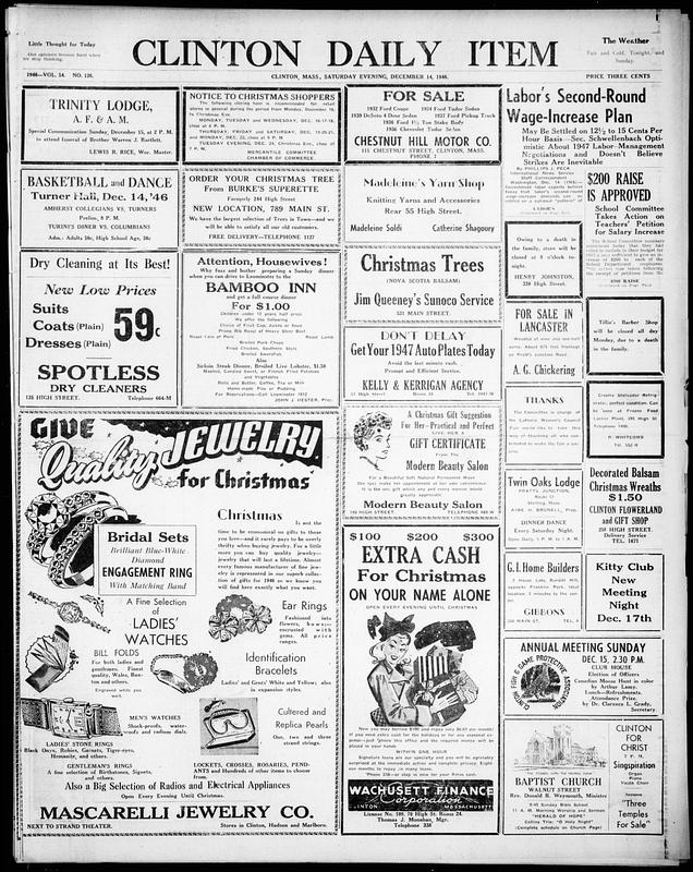 Clinton Daily Item. December 14, 1946 - Digital Commonwealth