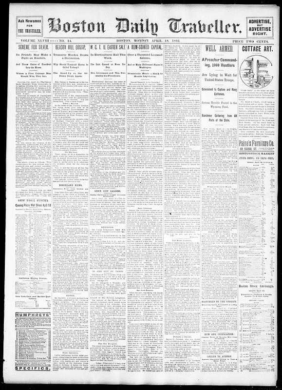 Boston Daily Traveller. April 18, 1892 - Digital Commonwealth