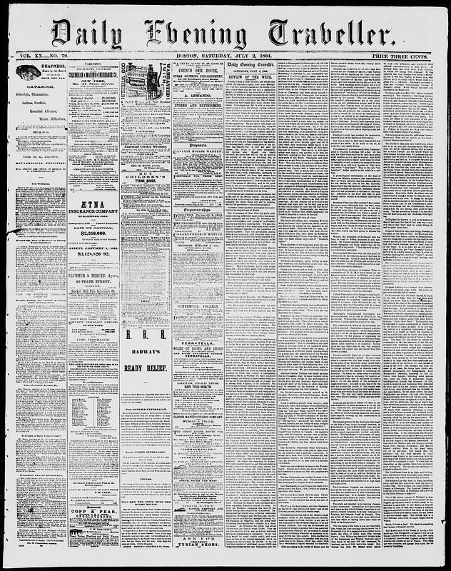 Daily Evening Traveller. July 02, 1864 - Digital Commonwealth