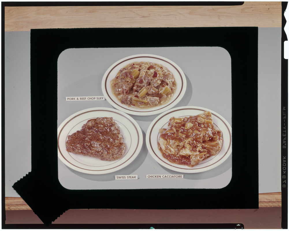 FEL, food, meal, precooked, frozen entrees (pork + beef chop suey ...