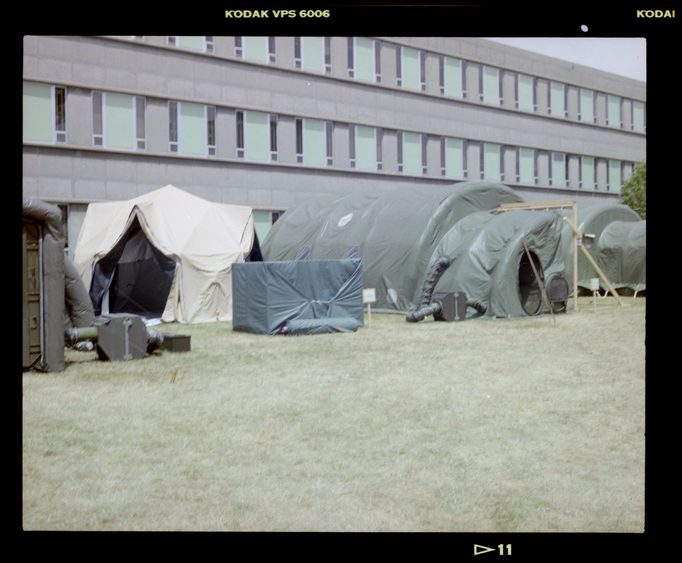 Army industrial tent displays at Natick labs - Digital Commonwealth