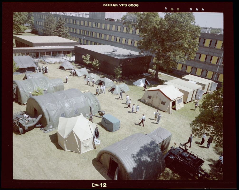 Army industrial tent displays at Natick labs - Digital Commonwealth