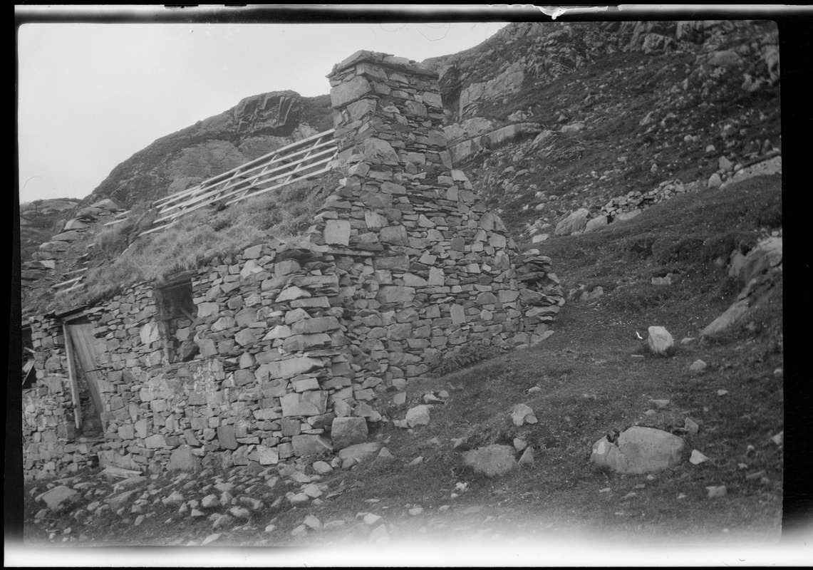 Connemara, in the mountains, west Ireland, type of very poor cabin ...