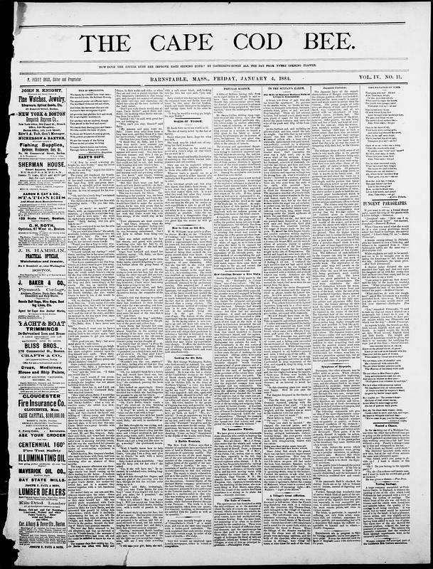The Cape Cod Bee. January 04, 1884 - Digital Commonwealth