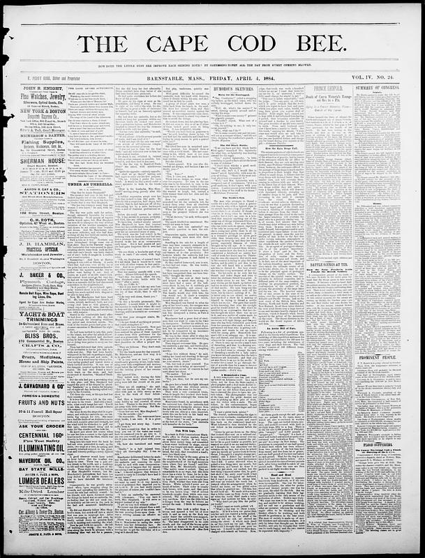 The Cape Cod Bee. April 04, 1884 - Digital Commonwealth