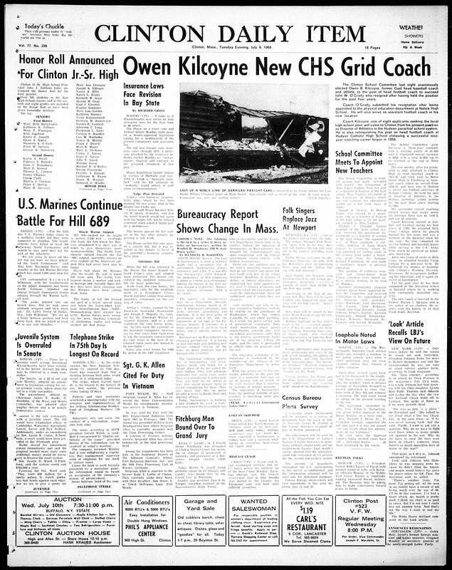 Clinton Daily Item. July 09, 1968 - Digital Commonwealth