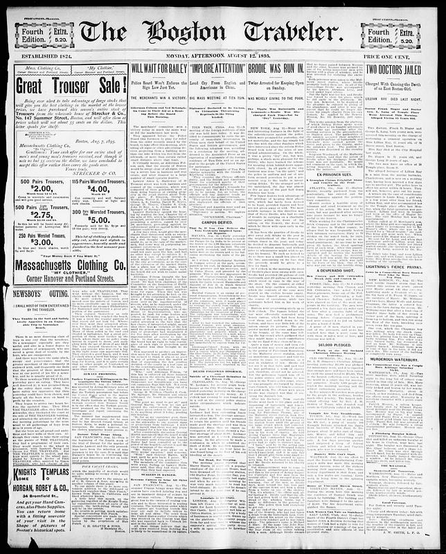 The Boston Traveler. August 12, 1895 - Digital Commonwealth