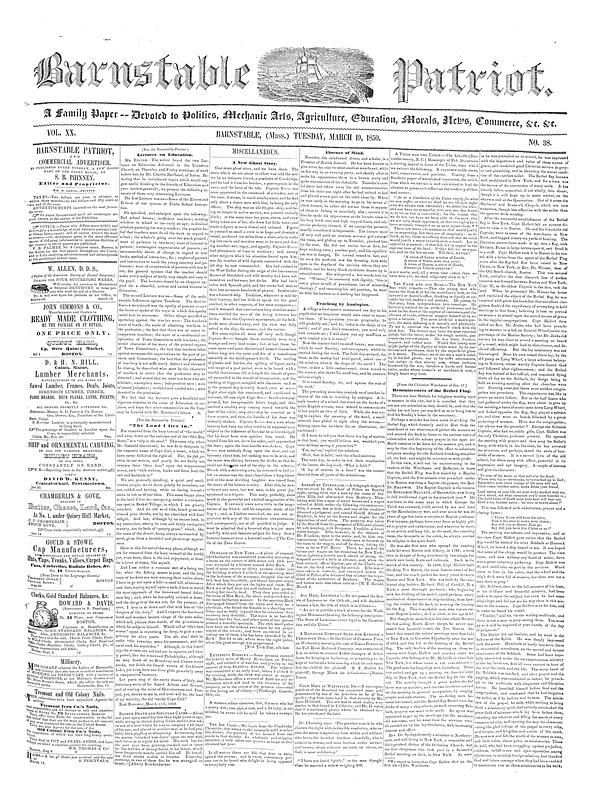 Barnstable Patriot. March 19, 1850 - Digital Commonwealth