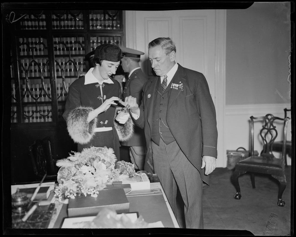James M. Curley at Governor's Reception. Daughter Mary is also in ...
