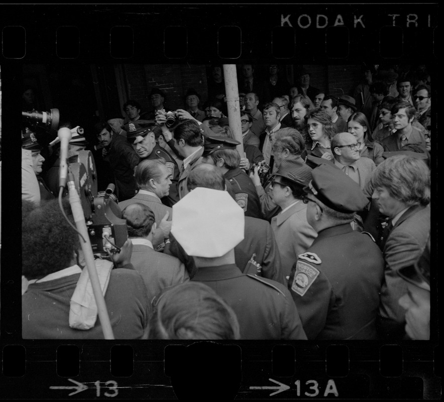 Crowd outside of Faneuil Hall during George Wallace campaign rally ...