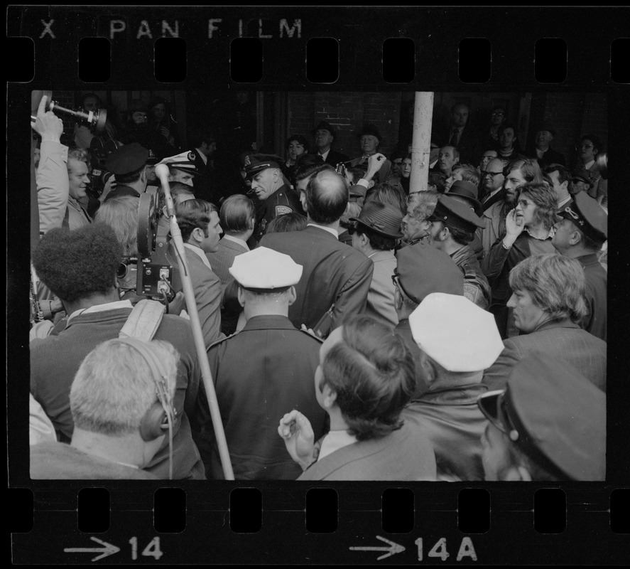 Crowd outside of Faneuil Hall during George Wallace campaign rally ...