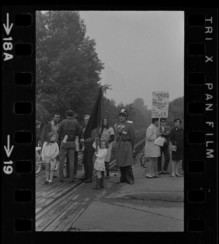 Protest outside of U.S. Army Natick Laboratories during visit by Gen ...