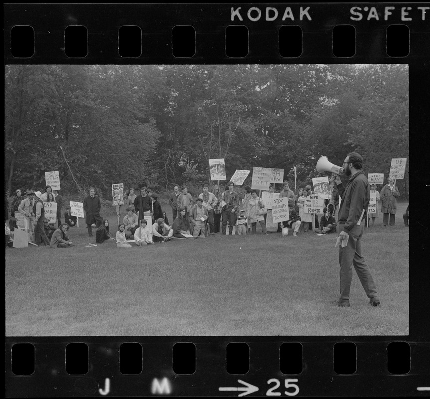 Protest outside of U.S. Army Natick Laboratories during visit by Gen ...