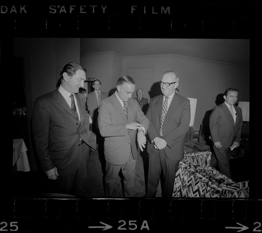 Ken O'Donnell, Francis X. Bellotti, and Senate President Maurice ...