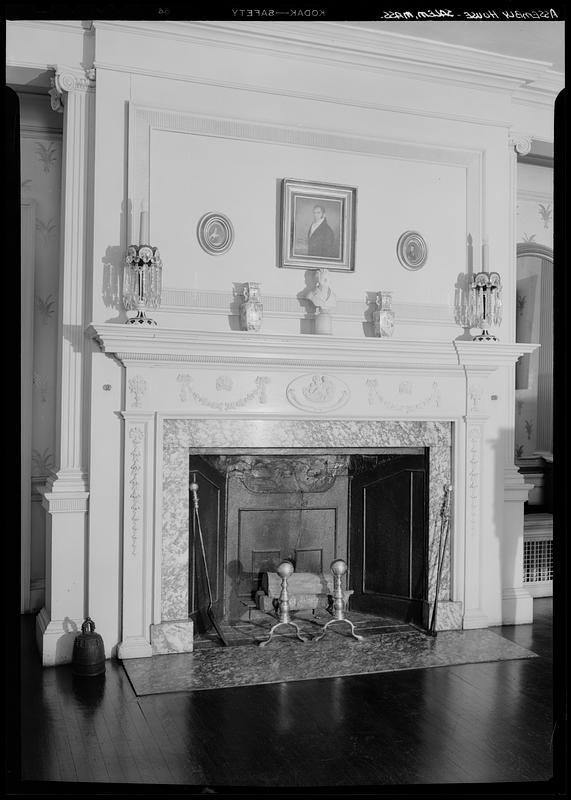 Assembly House, Federal Street, Salem: interior, fireplace - Digital ...