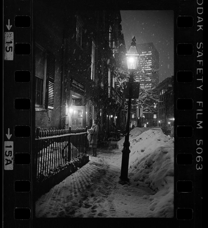 Winter snow on Beacon Hill outside Suffolk University, Boston - Digital ...