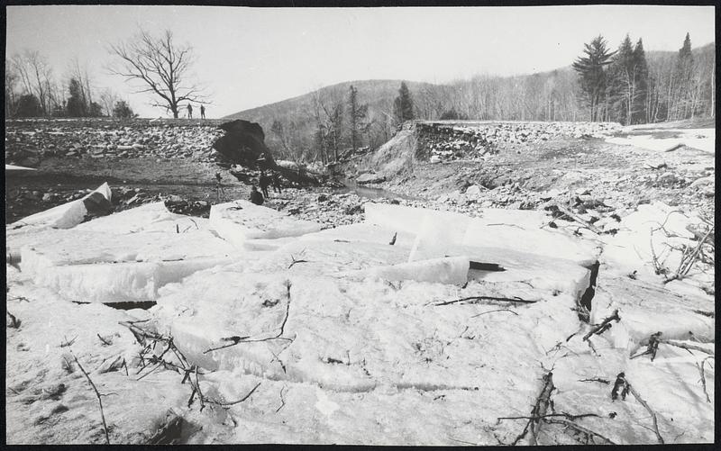 Rushing water carrying broken ice - Digital Commonwealth