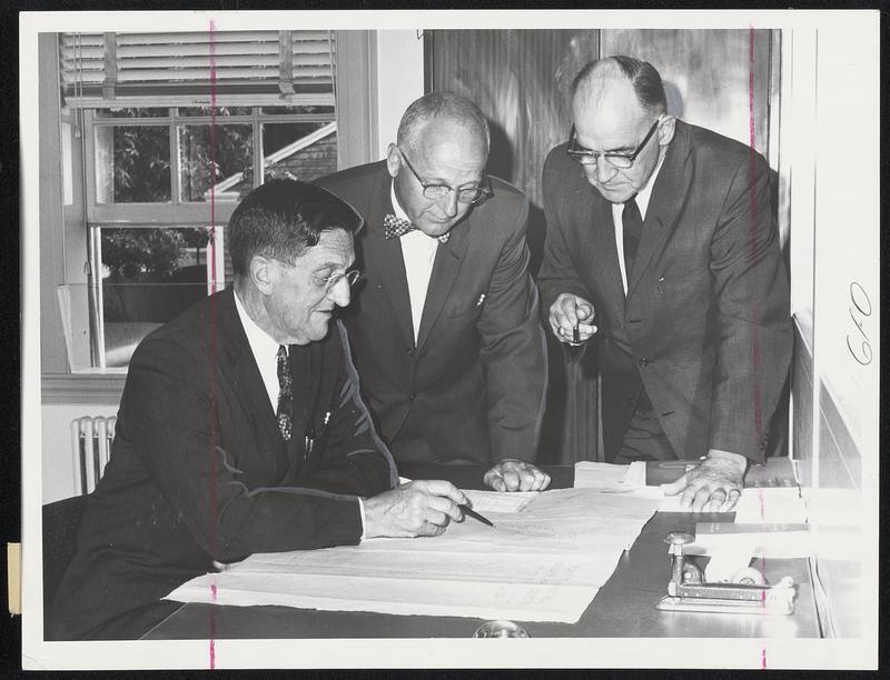 Selectman at Work-From the left, Victor F. Adams, chairman of the board ...