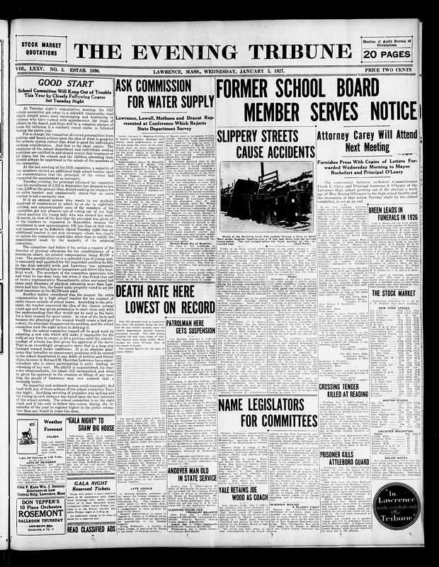 The Evening Tribune. January 05, 1927 - Digital Commonwealth